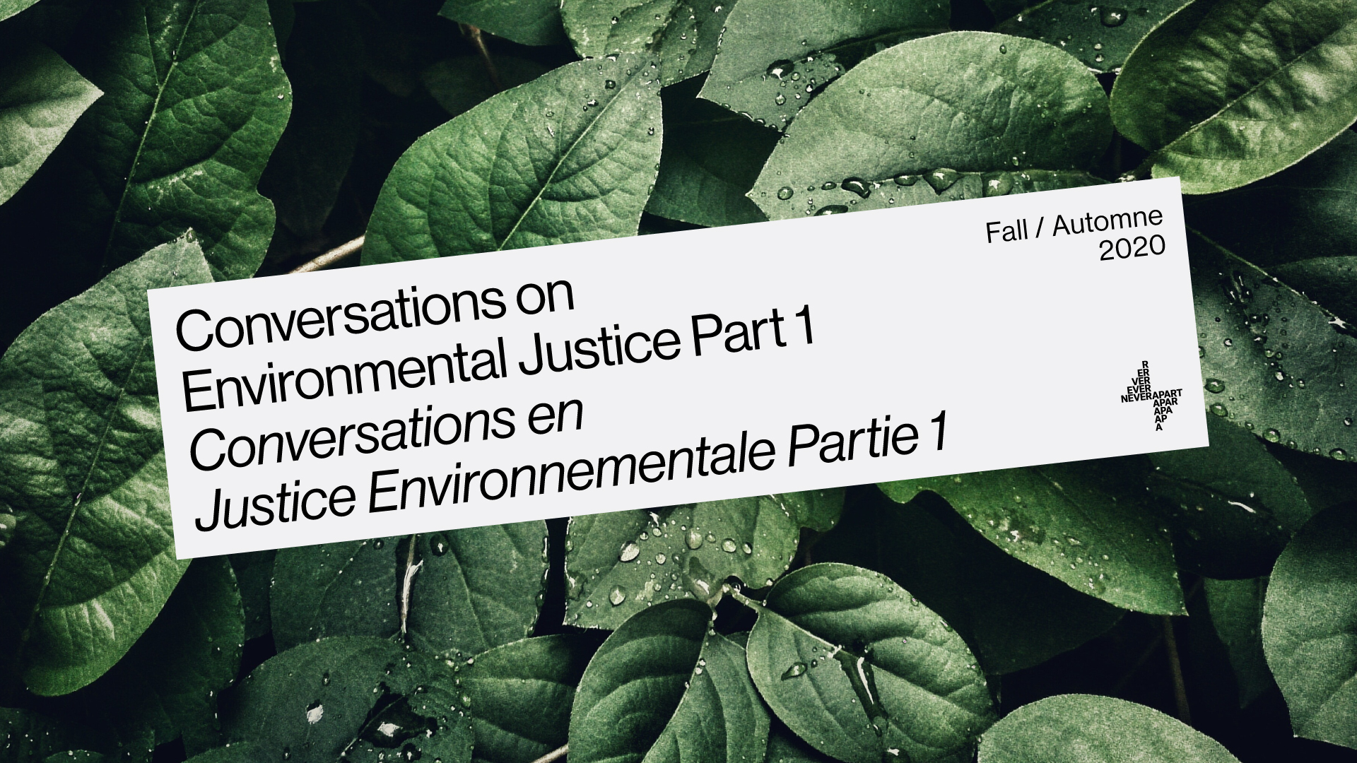 Conversations in Environmental Justice – Part 1 (Fall 2020) : Never Apart